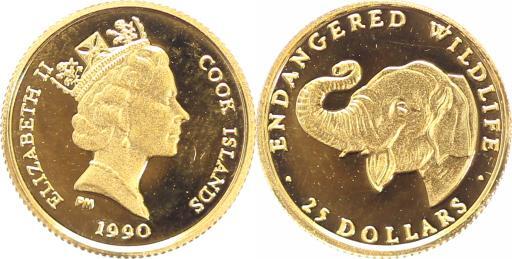 Cook Islands 25 Dollars Gold 1990 Elisabeth II. seit 1952. Polierte ...