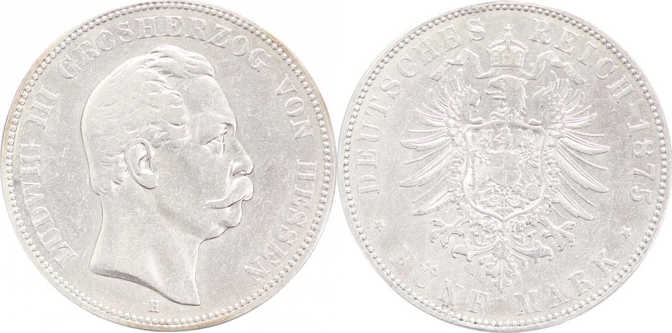 Hessen 5 Mark 1875 H Ludwig III. 1848-1877. sehr schön | MA-Shops