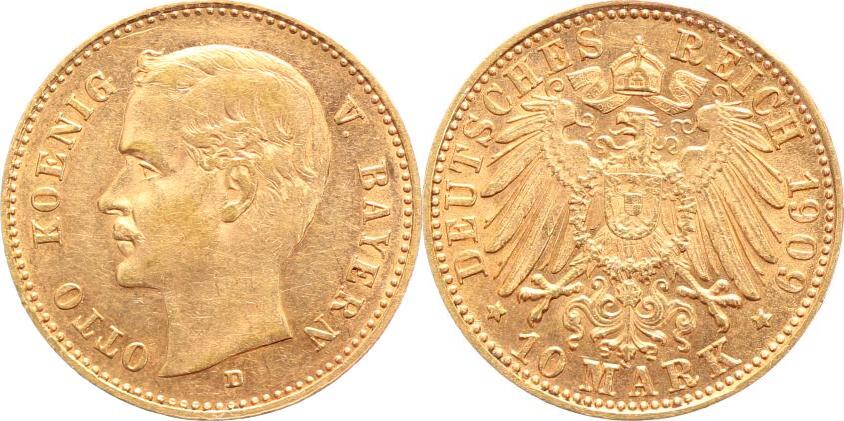 Bayern 10 Mark Gold 1909 D Otto 1886-1913. Vorzüglich+ | MA-Shops