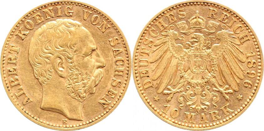 Sachsen 10 Mark Gold 1896 E Albert 1873-1902. Vorzüglich | MA-Shops