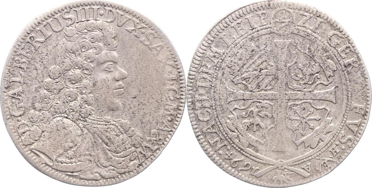 Sachsen-Coburg 1/6 Taler 1694 Albrecht III. 1680-1699. sehr schön | MA ...