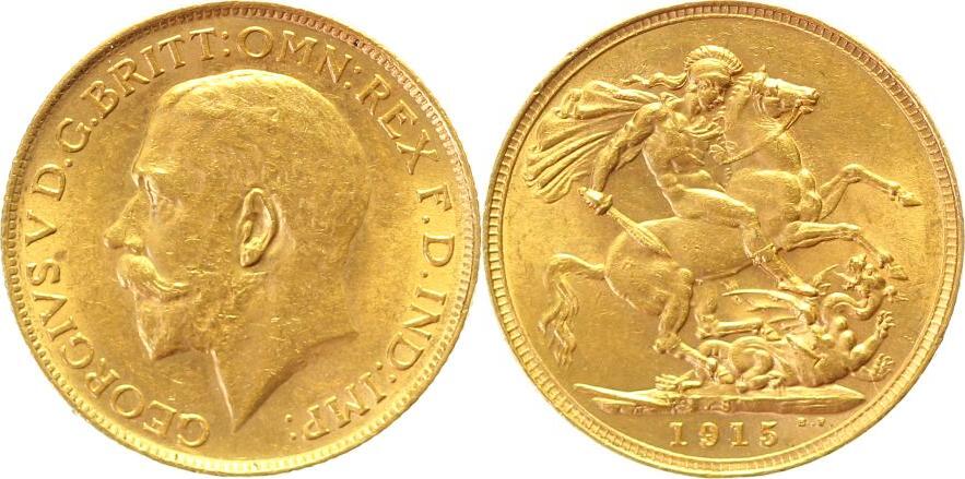 Australien One Pound Gold 1915 S George V. 1910-1936. vorzüglich | MA-Shops