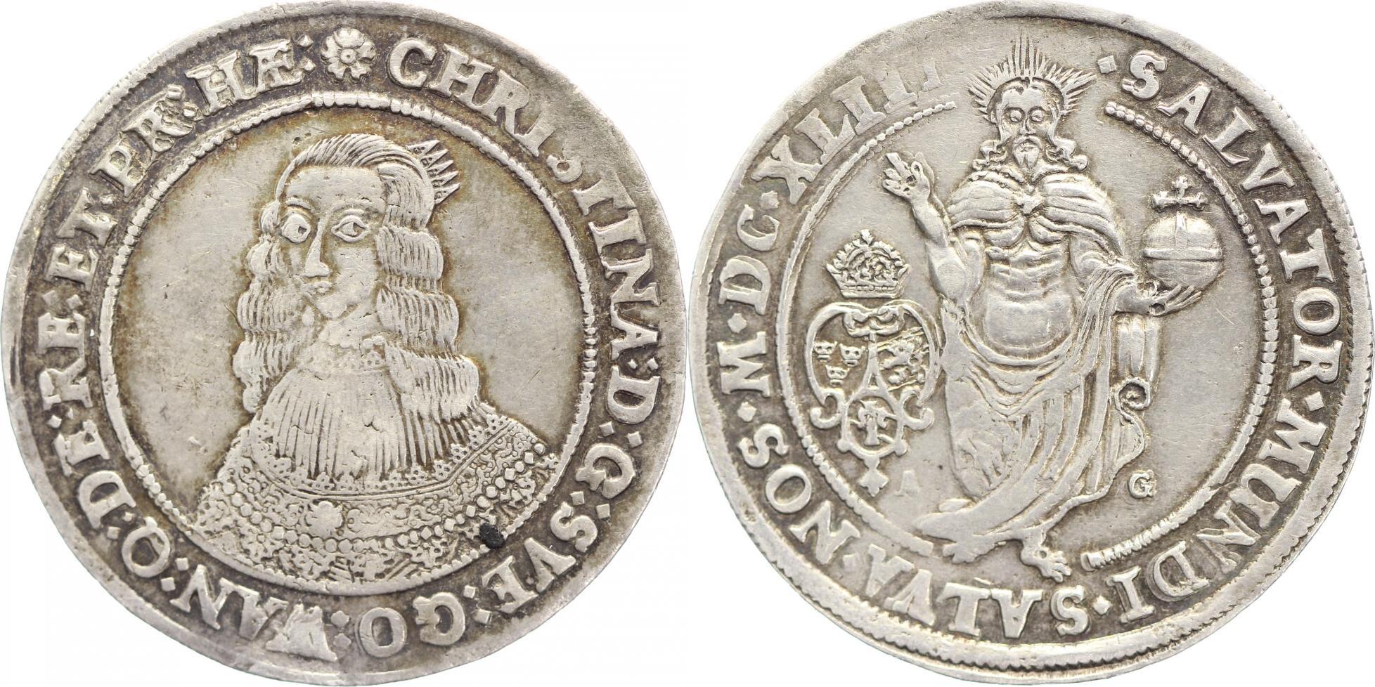 Schweden Taler 1643 Christina 1632-1654. Schöne Patina, sehr schön ...