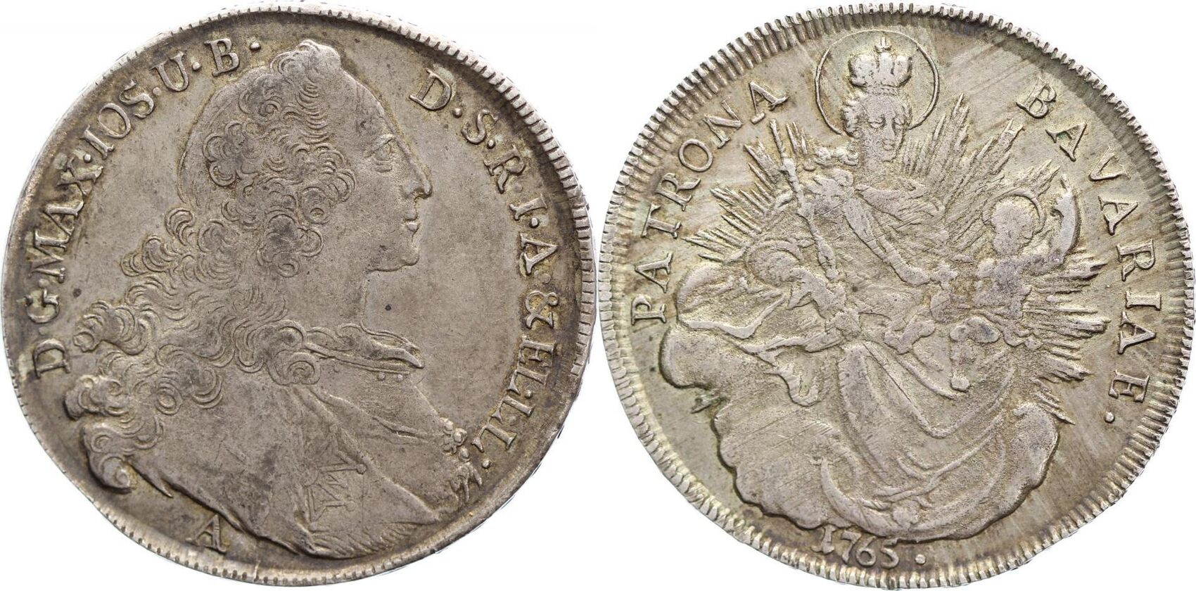 Bayern Konventionstaler 1765 A Maximilian III. Joseph 1745-1777. Patina ...