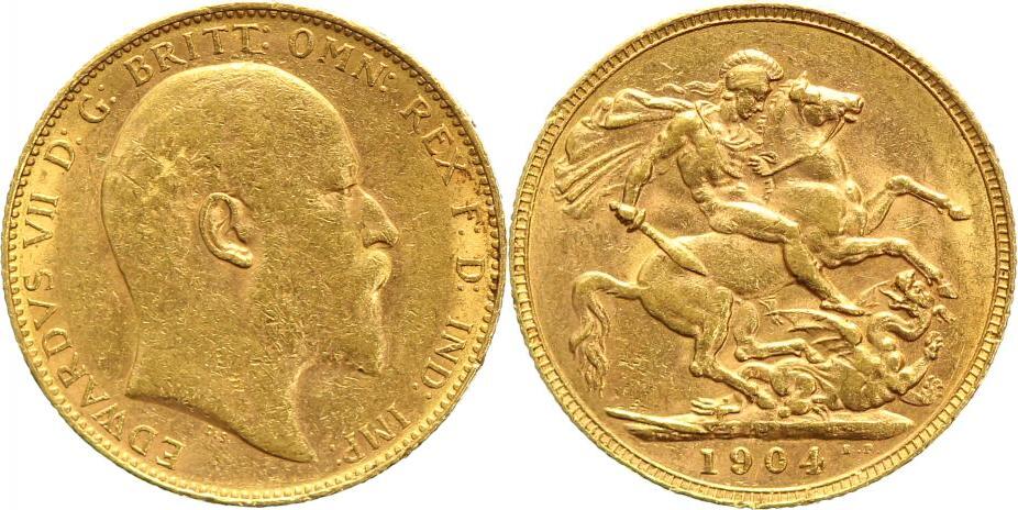 Australien Sovereign Gold 1904 P Edward VII. 1901-1910. vorzüglich | MA-Shops