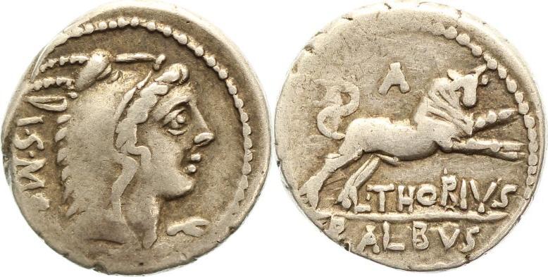 Republik Denar L. Thorius Balbus 105 v. Chr.. sehr schön | MA-Shops
