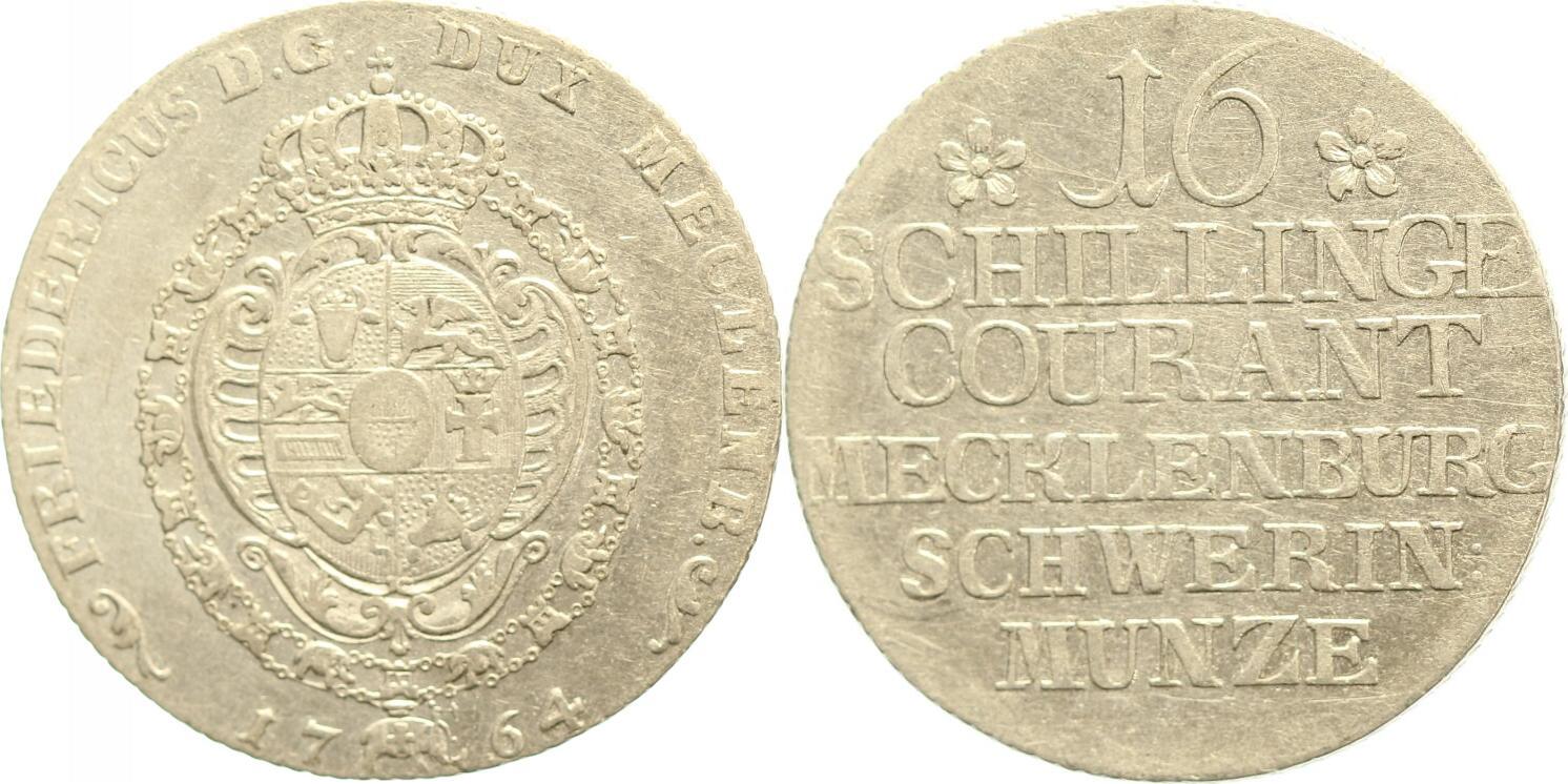 Mecklenburg-Schwerin 16-Schilling 1764 Friedrich 1756-1785. vorzüglich | MA-Shops