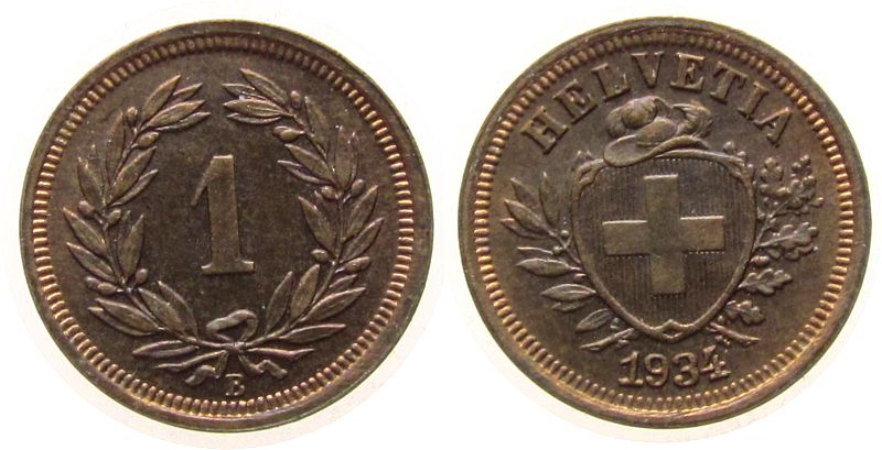 Schweiz 1 Rappen 1934 Br HMZ 1215 unz | MA-Shops
