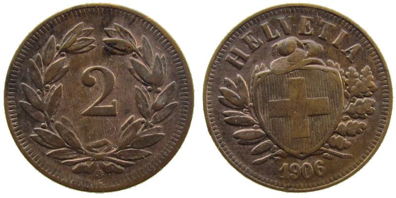 Schweiz 2 Rappen 1906 Br HMZ 1213 vz | MA-Shops