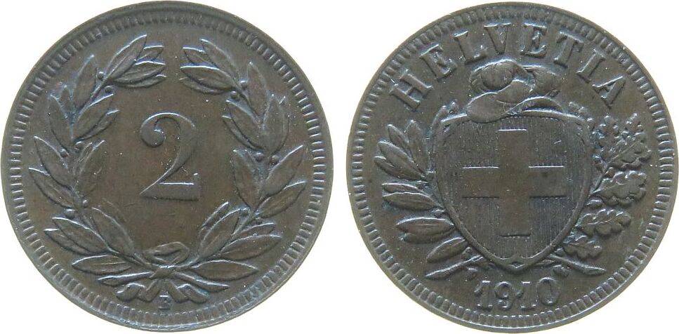 Schweiz 2 Rappen 1910 Br HMZ 1213 ss-vz | MA-Shops