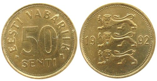 Estland 50 Senti 1992 AlNBr. unz | MA-Shops