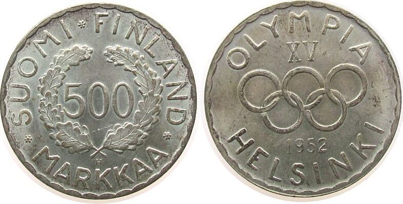Finnland 500 Markka 1952 Ag Olympiade vz-unc | MA-Shops