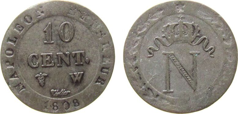 Frankreich 10 Centimes 1808 Bill Napoleon Empereur, W (Lille) ss | MA-Shops