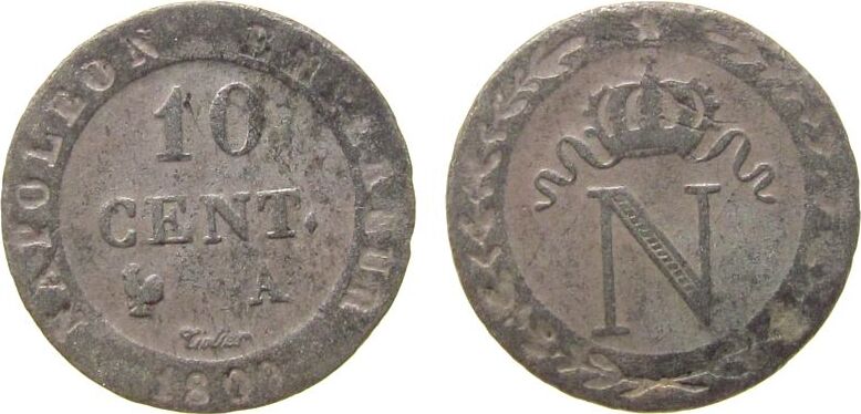 Frankreich 10 Centimes 1809 Bill Napoleon Empereur, A (Paris) ss | MA-Shops