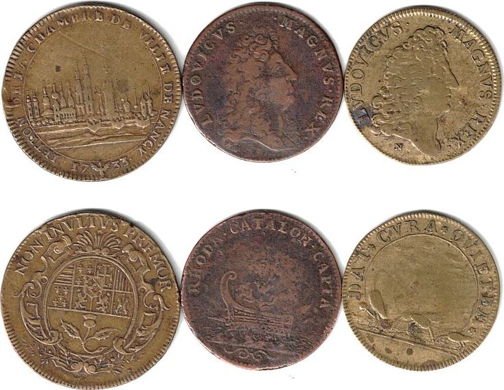 Jetons Lot zu 3 Jetons div. Bronze Louis Magnus Rex. (XIV) o.J. (25,5 ...