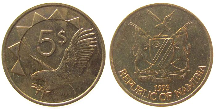 Namibia 5 Dollar 1993 Ms Adler unz | MA-Shops