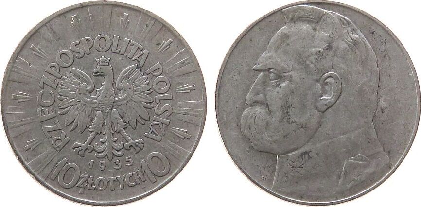 Polen 10 Zlotych 1935 Ag Pilsudski ss-vz | MA-Shops