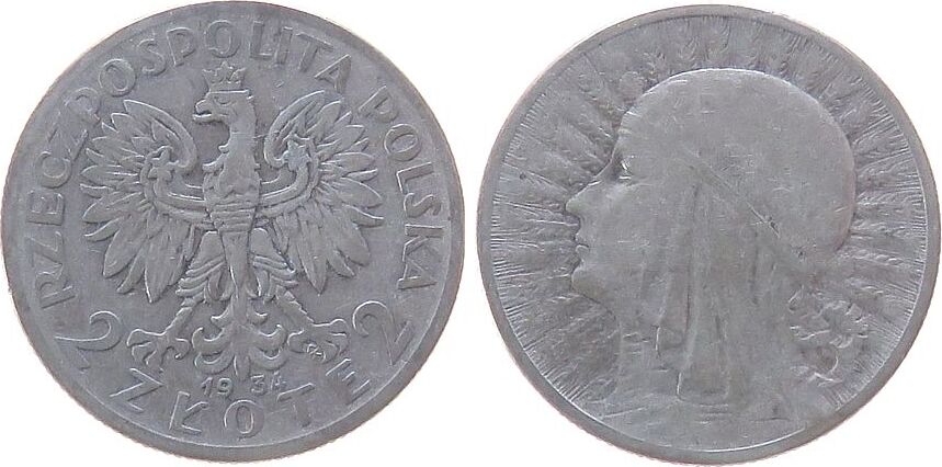 Polen 2 Zlote 1934 Ag Jadwiga fast ss | MA-Shops