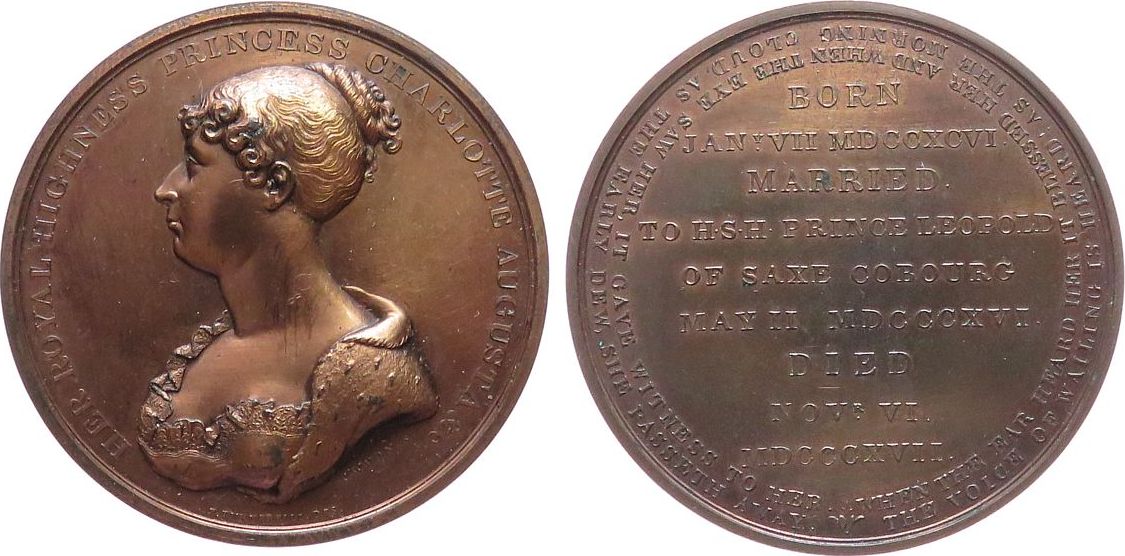Großbritannien Medaille 1817 Bronze George III. (1760-1820) - auf den Tod seiner Enkelin und ...