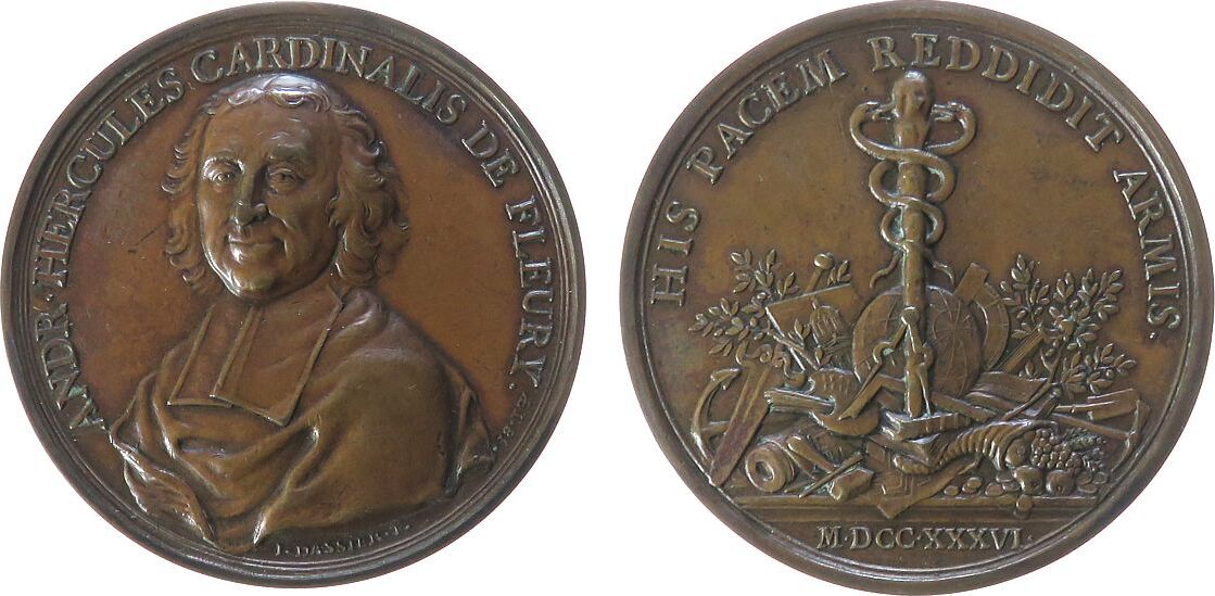 Frankreich Medaille 1736 Bronze Fleury Andre Hercule - auf den ...