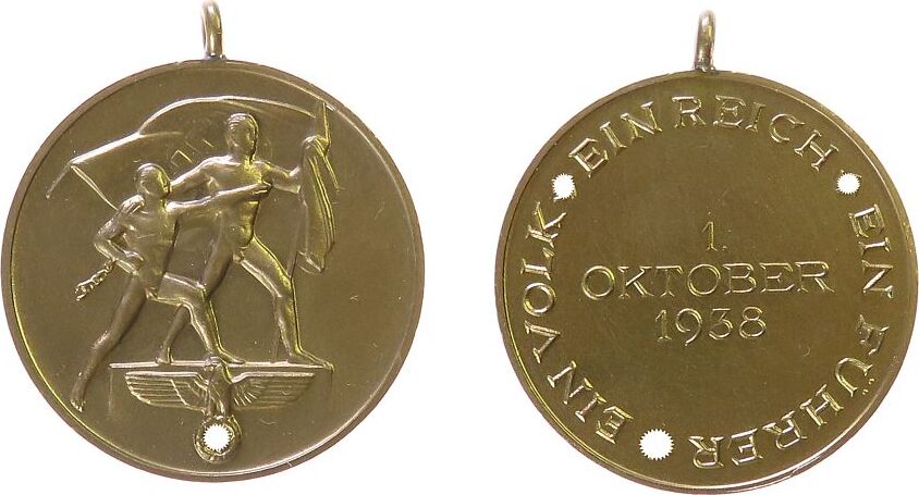 Drittes Reich tragbare Medaille 1938 Bronze Ein Volk - Ein Reich - Ein ...