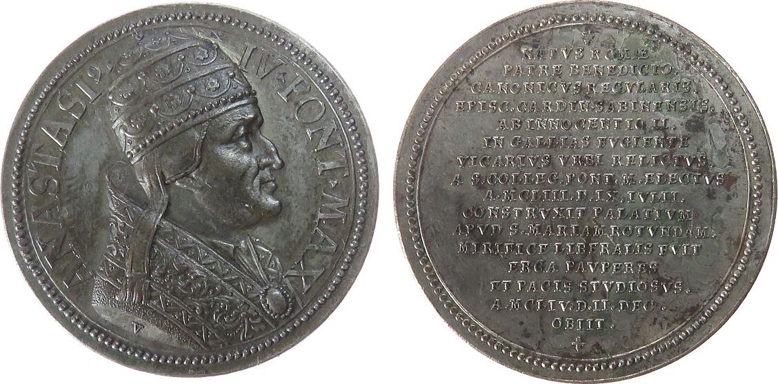 Vatikan Suitenmedaille o.J. Bronze versilbert Anastasius IV. (1153-1154 ...