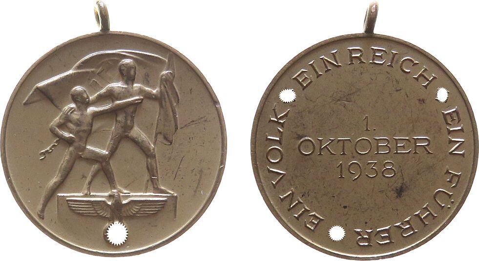 Drittes Reich tragbare Medaille 1938 Bronze Ein Volk - Ein Reich - Ein ...