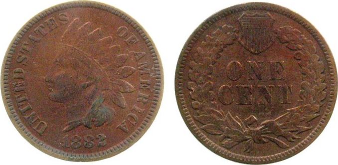 USA 1 Cent 1882 Br Indian head ss | MA-Shops