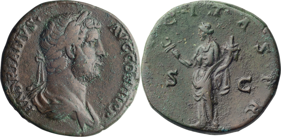 Ancient Roman c. 133 AD Hadrian. Sestertius | MA-Shops