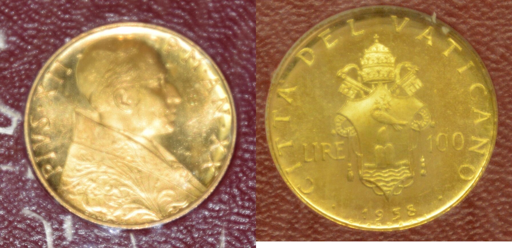 Vatikan Italien-Kirchenstaat Original Kursmünzensatz mit 100 Lire Gold 1958-XX GN193 ...