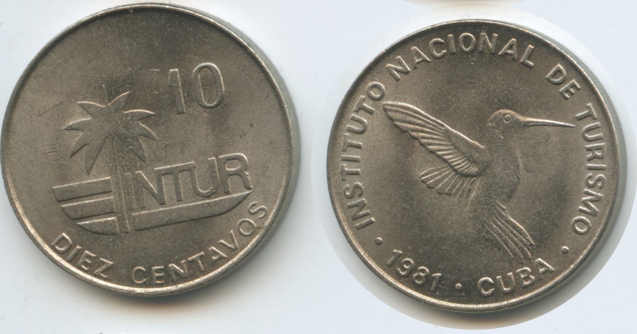 Kuba Intur 10 Centavos 1981 M#5370 - Cuba Kolibrie (große Zahl 10 ...