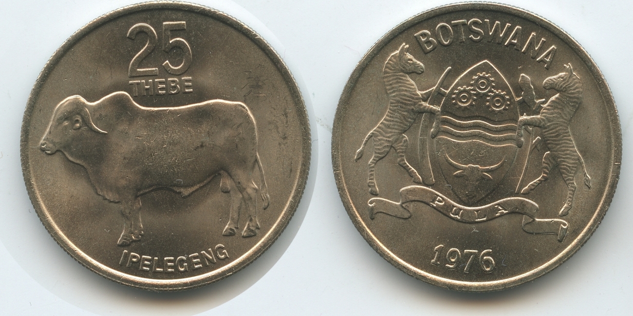 Botswana 25 Thebe 1976 M#3214 - IPELEGENG Zeburind FAO Unzirkuliert ...