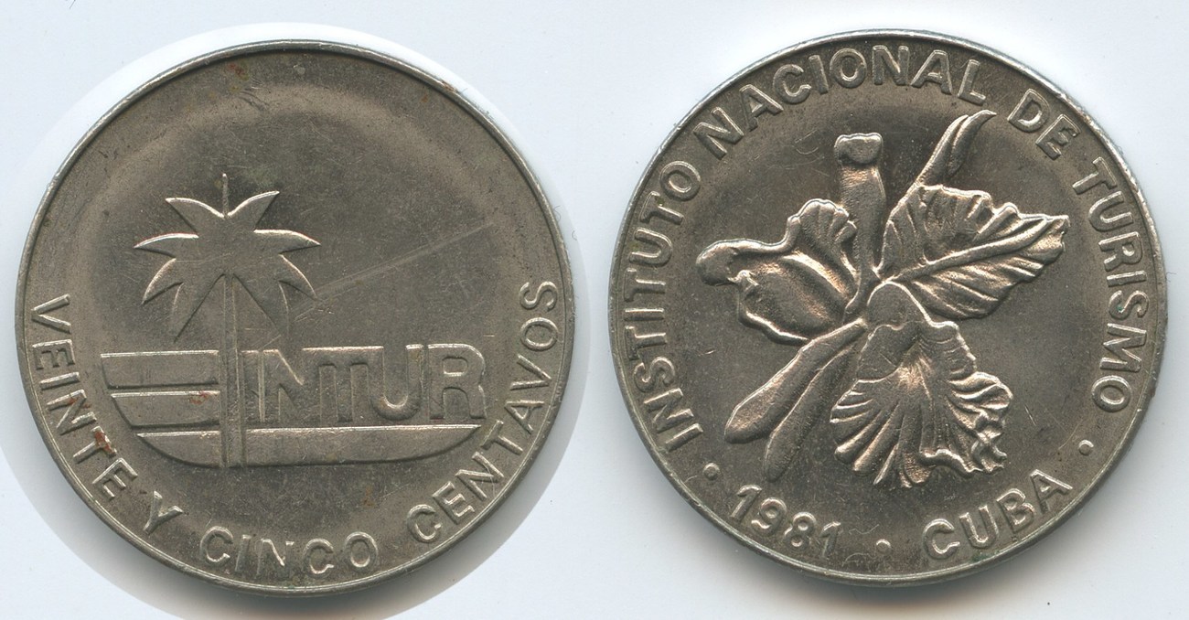 Kuba Intur 25 Centavos 1981 M#5380 - Cuba Blume (ohne Zahl 25 ...