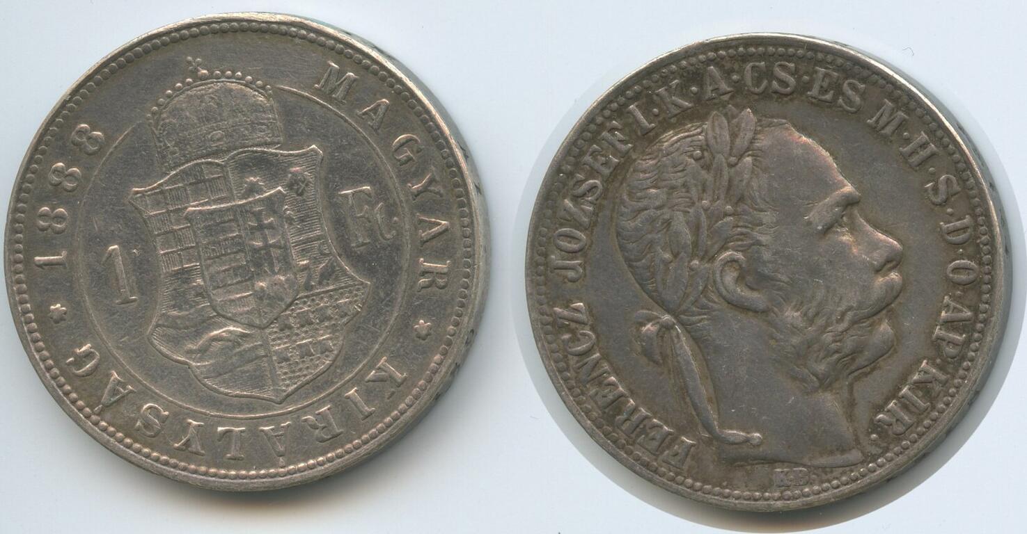 Ungarn Kaiserreich 1 Forint 1888 KB Kremnitz G5703 - Franz Joseph I. 1848-1916 Österreich Sehr ...