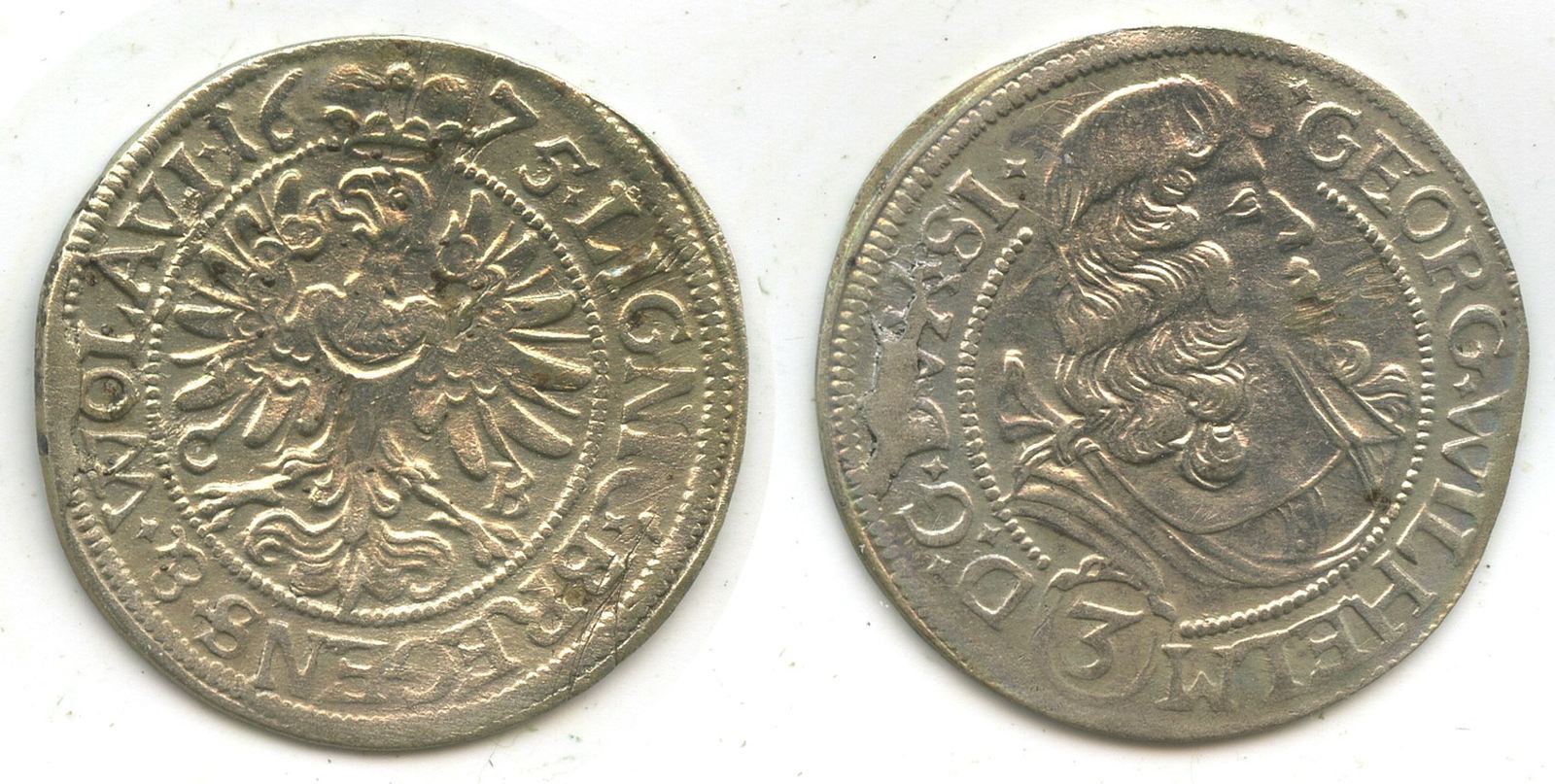 Schlesien-Liegnitz-Brieg 3 Kreuzer 1675 CB M#5429 - Georg Wilhelm 1672 ...