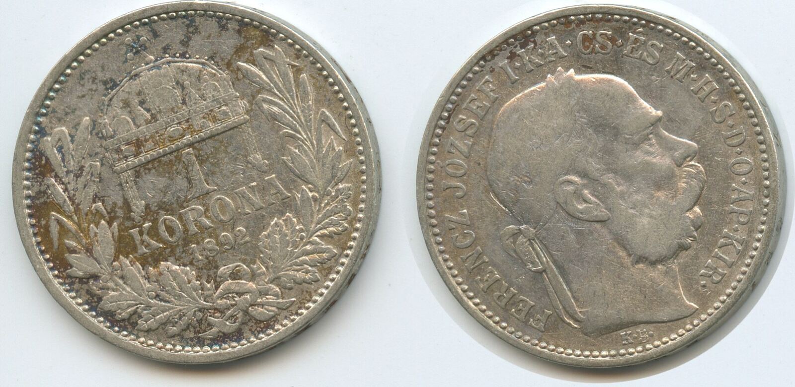 Ungarn Kaiserreich 1 Korona 1892 G5738 - RARES JAHR Joseph I. 1848-1916 ...