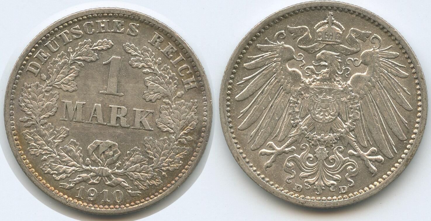 Deutsches Reich Kaiserreich 1 Mark 1910 D München G10897 - Germany Empire Wilhelm II. 1888-1918 ...