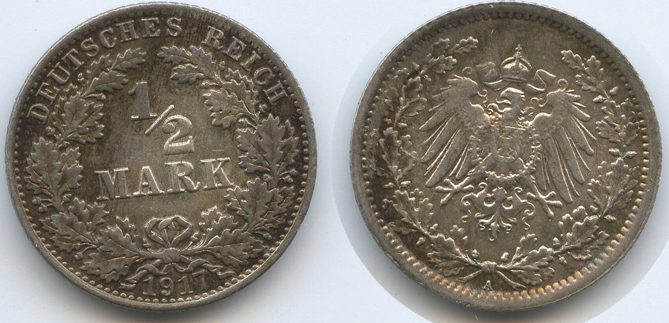 Deutsches Reich ½ Mark 1917 A Berlin G10107 - Germany Empire Wilhelm II ...