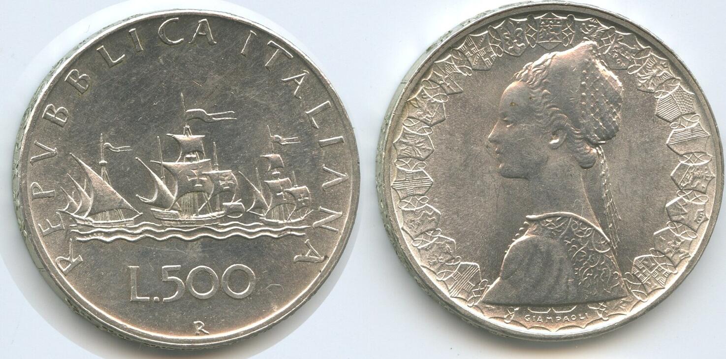 Italien 500 Lire 1959 R G7632 - Christopher Columbus Schiffe Nina ...