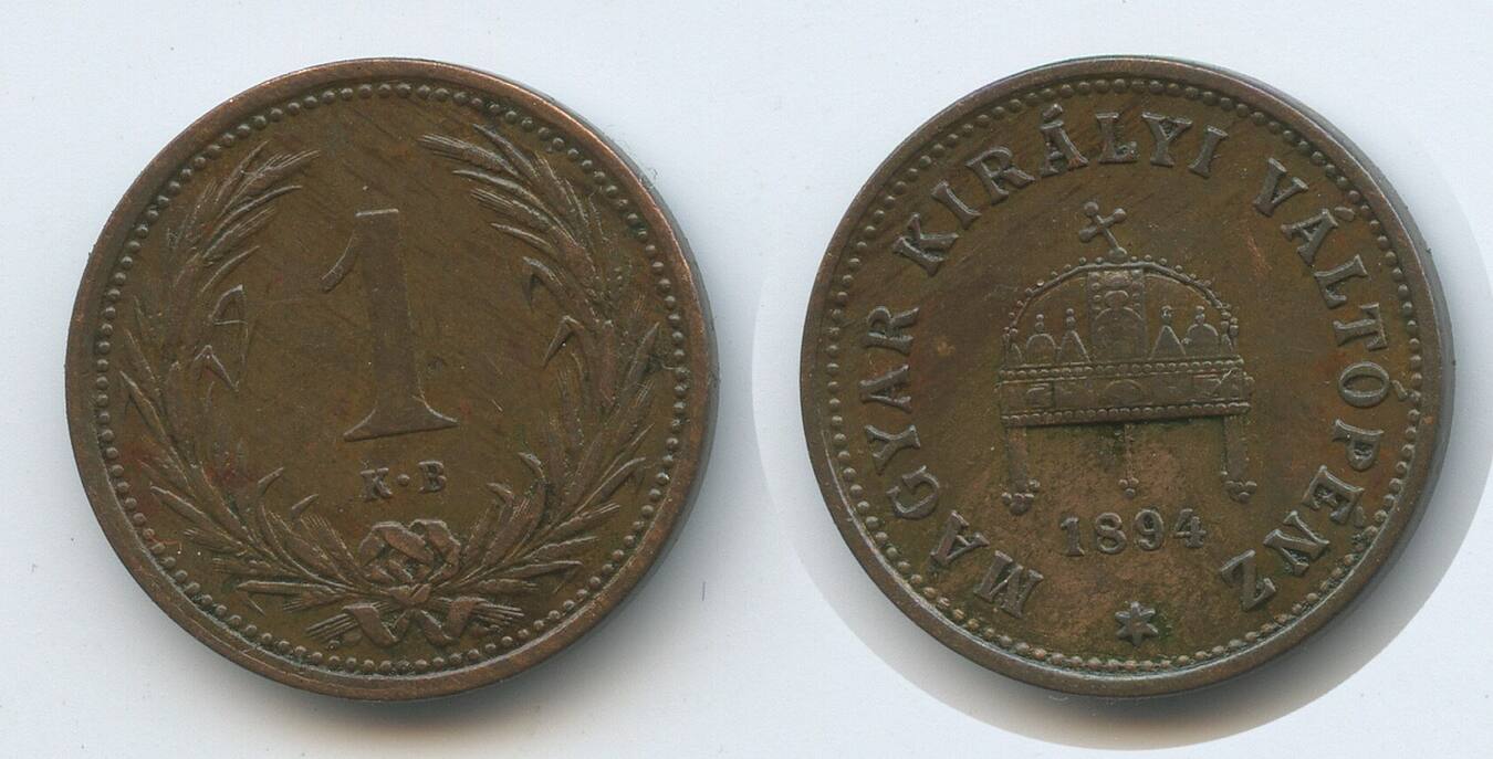 Ungarn Kaiserreich 1 Filler 1894 KB Kremnitz G4092 - Franz Joseph I. 1848-1916 Hungary ...