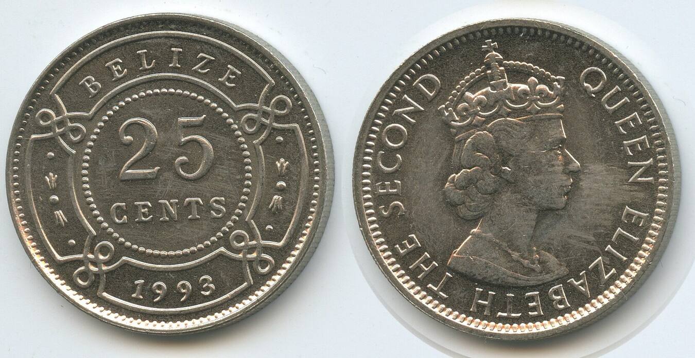 Belize 25 Cents 1993 G2728 - Elizabeth II. Fast unzirkuiert | MA-Shops