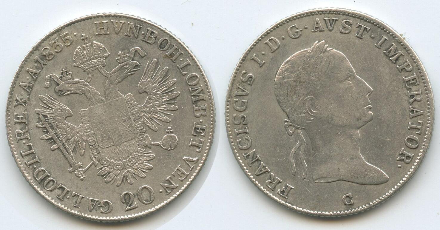 Österreich Böhmen Kaiserreich 20 Kreuzer 1835 C Prag H0352 - Franz II. 1792-1835 Austria Sehr ...
