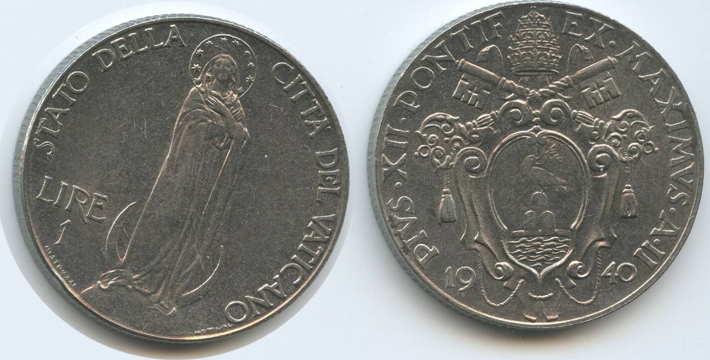 Vatikan 1 Lira 1940-II G8926 - Vatican City Pius XII. 1939-1958 Vorzüglich | MA-Shops