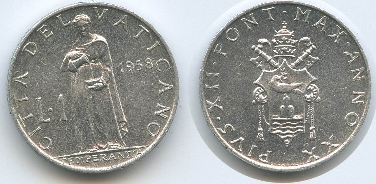 Vatikan 1 Lira 1958 G4504 - Papst Pius XII. 1939-1958 Vatican City Unzirkuiert | MA-Shops