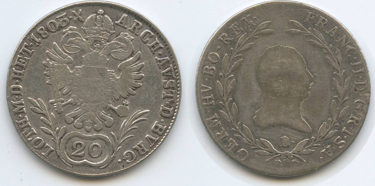 RDR Österreich Ungarn 20 Kreuzer 1803 B Kremnitz G5980 - Franz II. 1792-1835 Austria Hungary ...