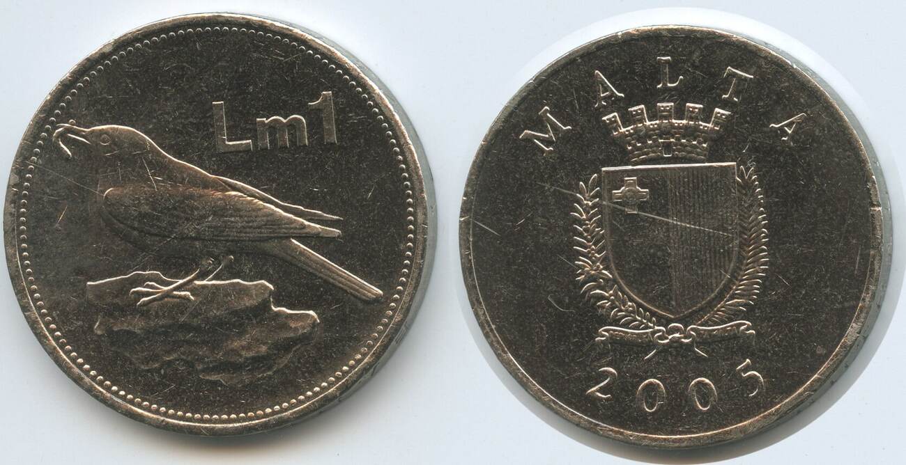 1 Lira 2005 G3174 - Drossel (Merill bird) Republic of Malta Blue Rock ...