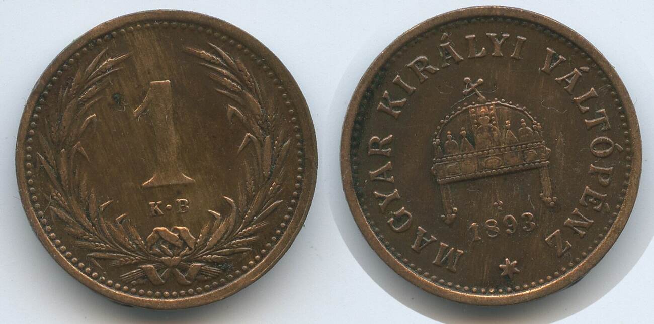 Ungarn Kaiserreich 1 Filler 1893 KB Kremnitz G4113 - Franz Joseph I. 1848-1916 Hungary Sehr ...