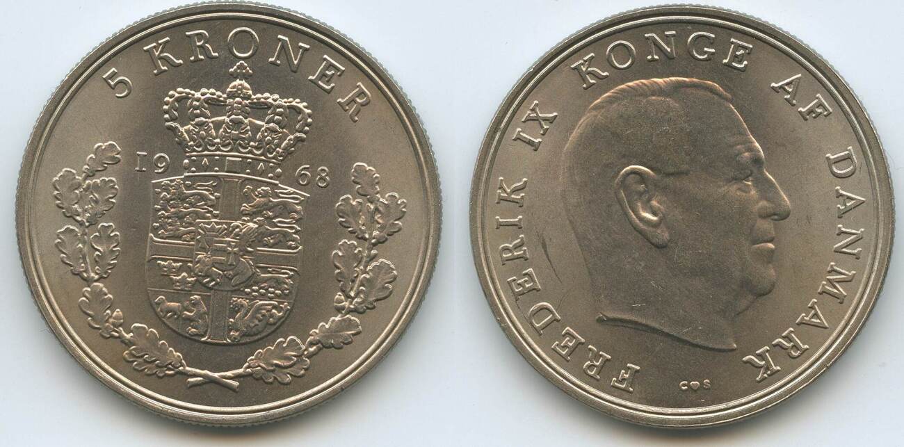 D nemark 5 Kroner 1968 C S G15212 Frederik IX 1947 1972 Denmark Fast