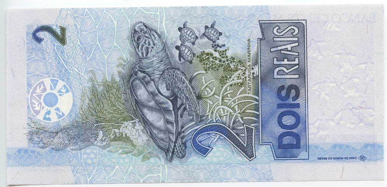 Brasilien 2 Reais 2001 GB463 - Banknote Sea Turtle Schildkröte ...