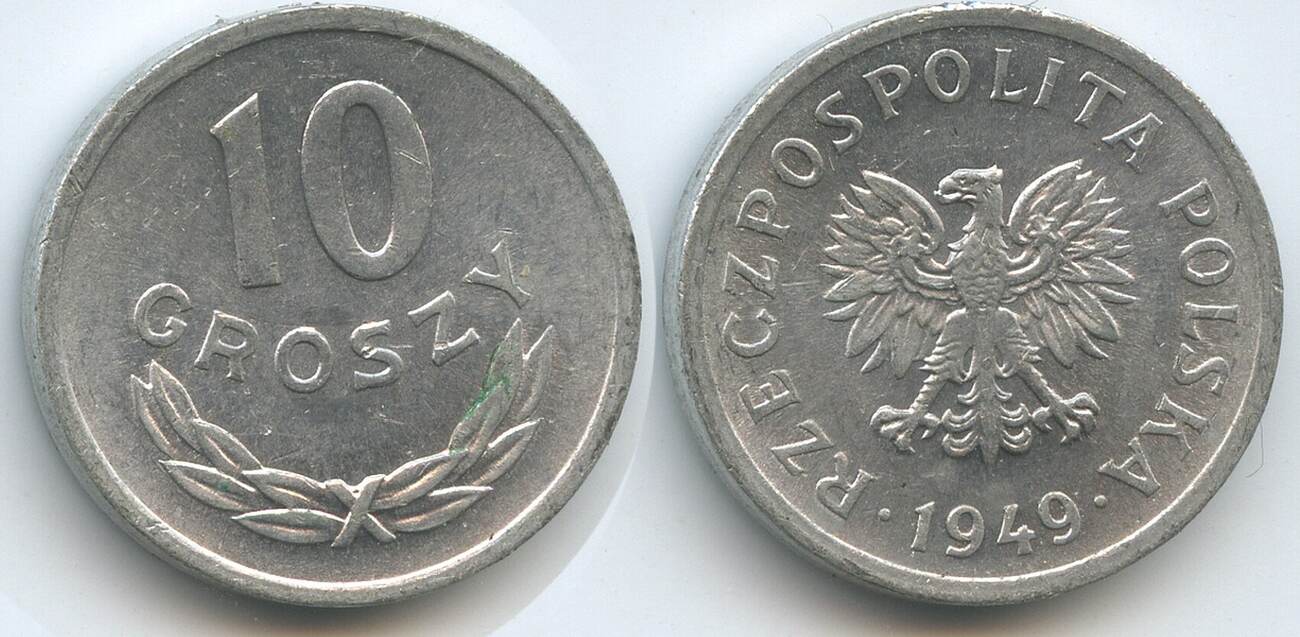 Polen 10 Groszy Aluminium 1949 G9636 - Poland Polskich Polska Fast unzirkuiert | MA-Shops